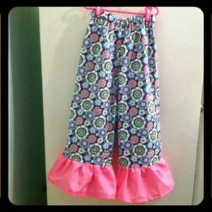 Girls Pants Pattern PDF Sewing Pattern...wide Leg Ruffle Bottom Pants ...