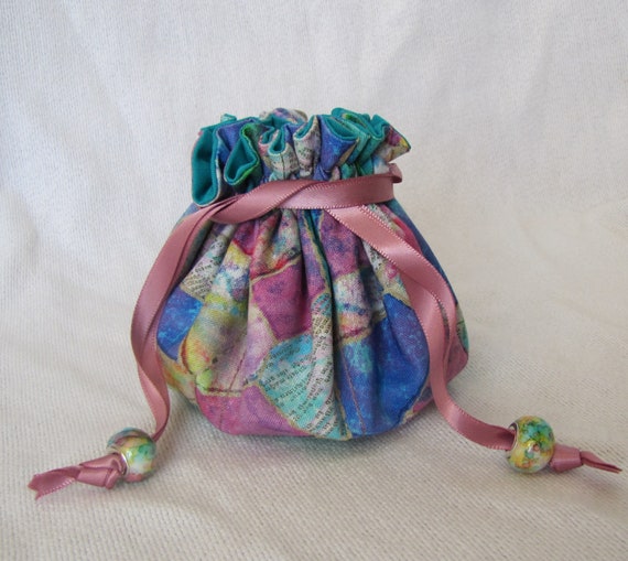 Drawstring Fabric Pouch Medium Size Tote STAINED GLASS - Etsy
