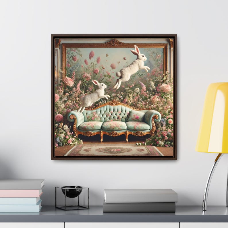 Canvas Wraps, Whimsical Rabbits & Wildflowers Parisian Spring Wall Art ...