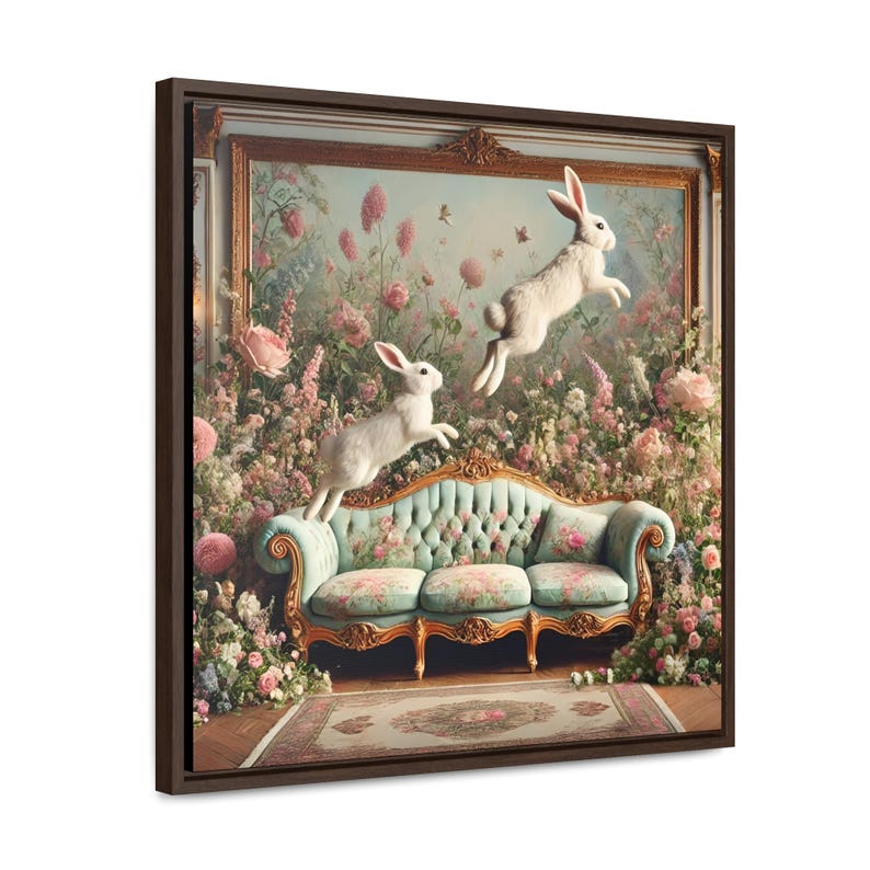 Canvas Wraps, Whimsical Rabbits & Wildflowers Parisian Spring Wall Art ...