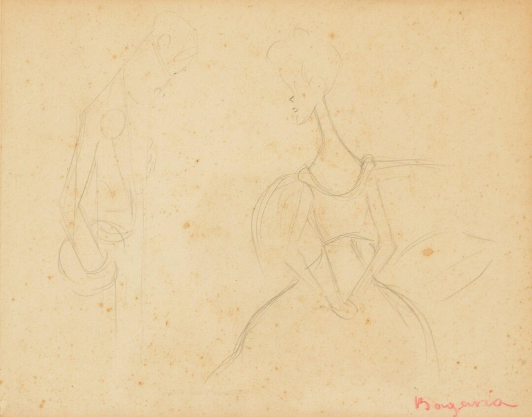 A Conversation' - Pencil Drawing of Two Figures - Etsy