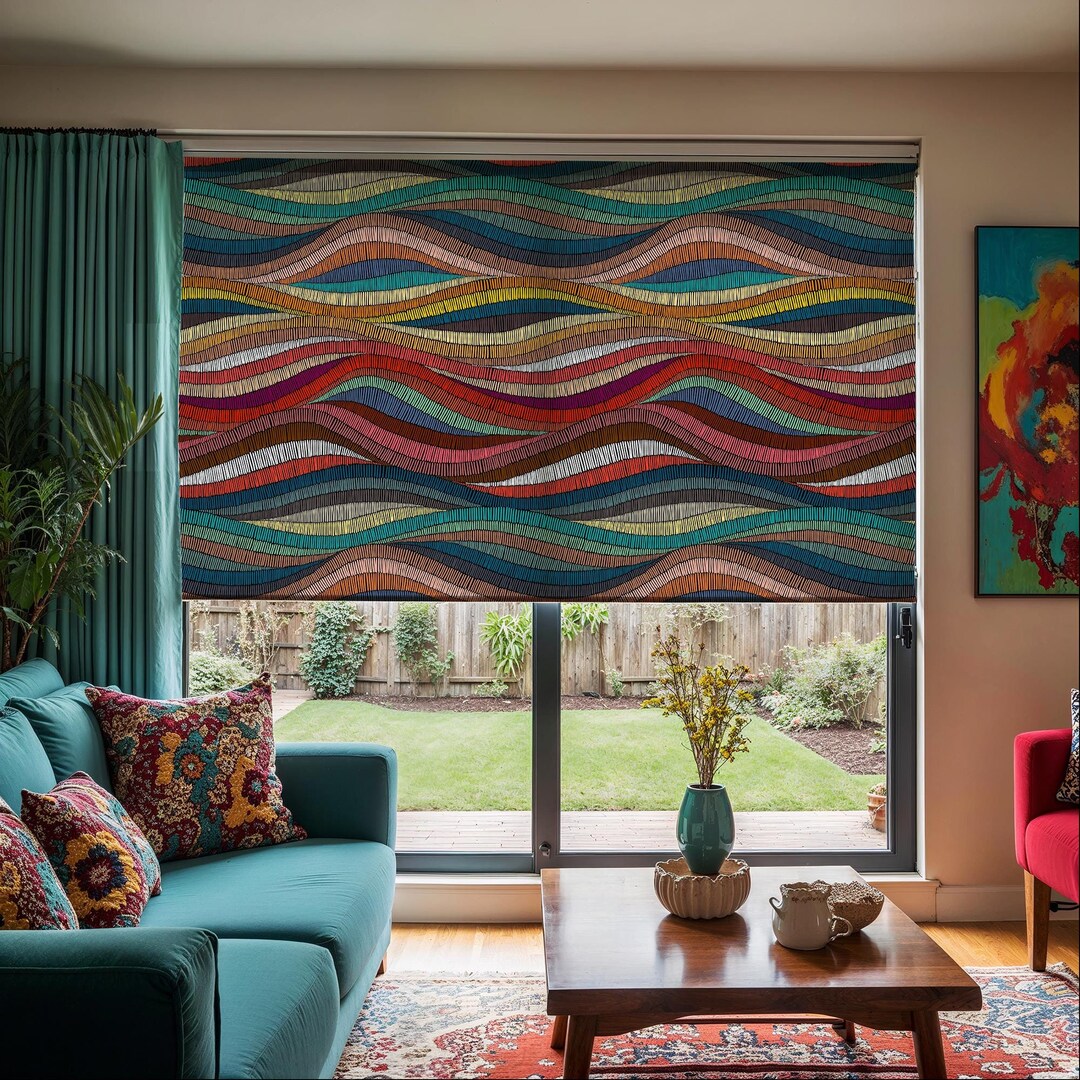 Colorful Rainbow Roller Blinds Prints, Fabric Roller Shades for Windows ...