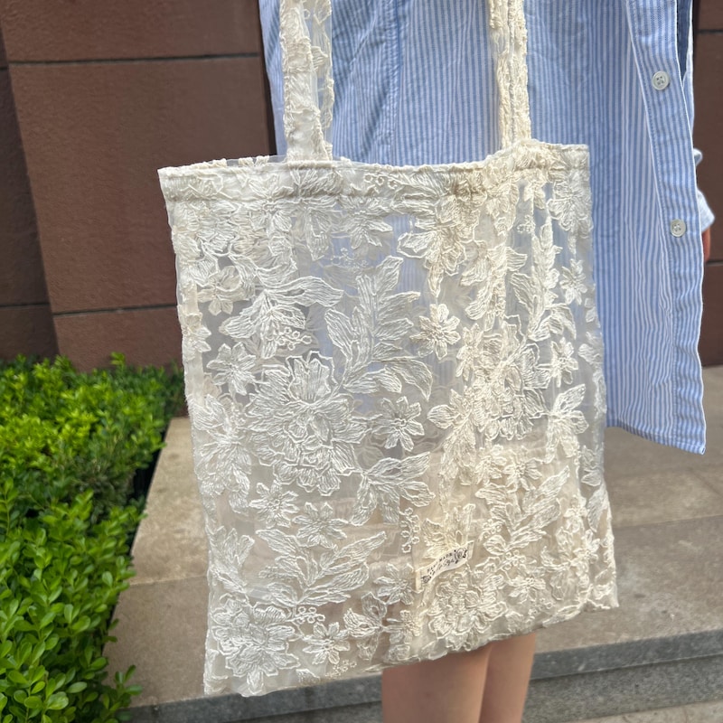 Lace Tote Bag - Etsy