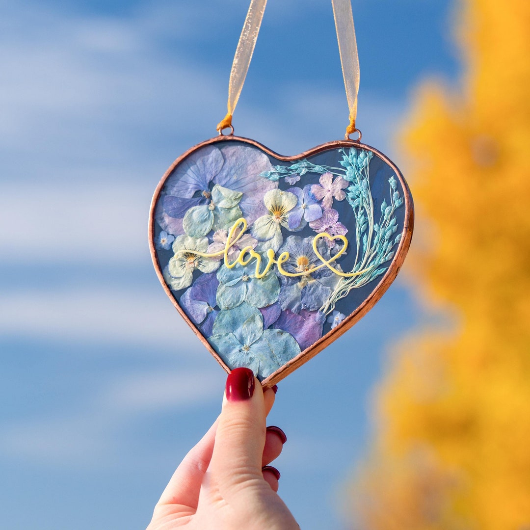 Heart Stained Glass Ornament Valentines Day Gift Name Sign Custom ...