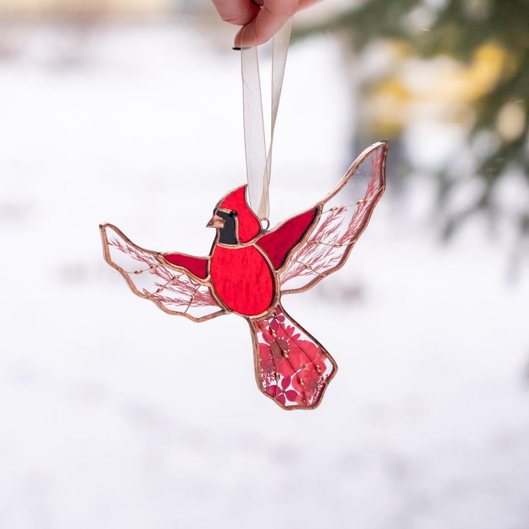 Bird Stained Glass Suncatcher Valentine Day Gift Him Stained Glass ...