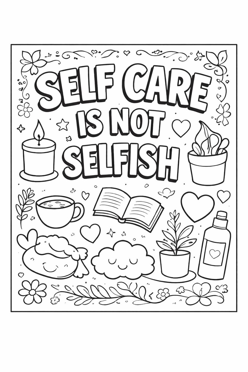Self-care Coloring Page Set- Digital Download - Etsy
