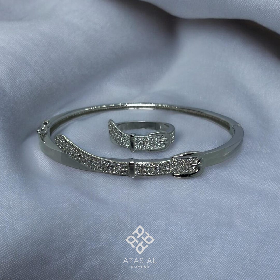 Belt Handcuff Italian 925 Sterling Silver Handcuff Bracelet Ring Set - Etsy