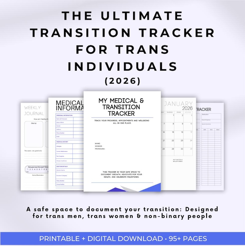 Trans Transition Tracker 2026 | Kalender und Tagebuch für ...