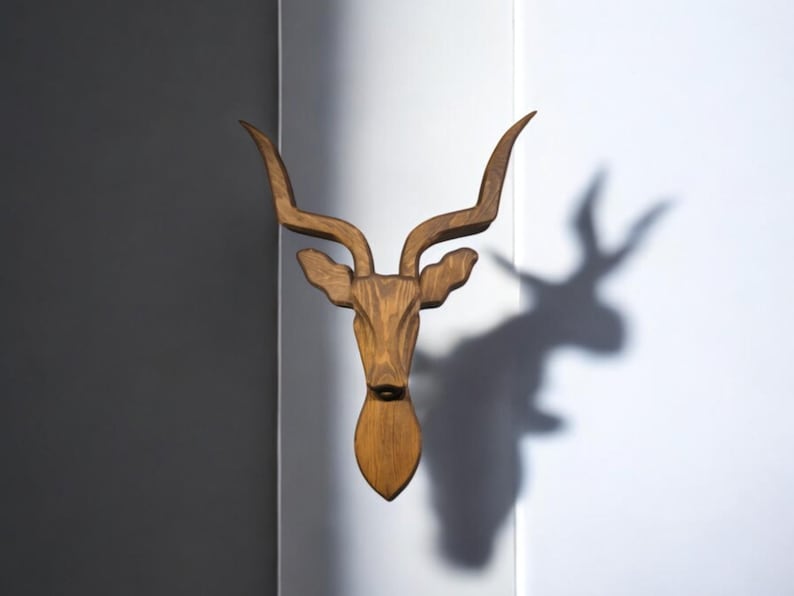 Handmade Wooden Antelope Head – Walnut Finish, 50x80 Cm - Etsy
