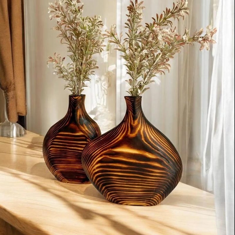 Rustic Wood Vase - Etsy