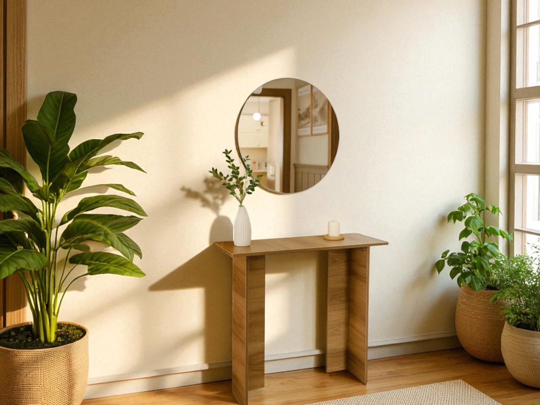 Handmade Travertine Look Console Table – MDF Entryway Table (100x33 Cm ...