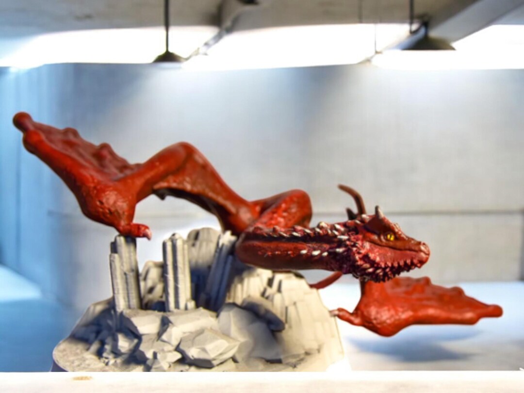 Handmade 3D Printed Dragon Figure – Painted Fantasy Decor – 31.5cm Wide ...