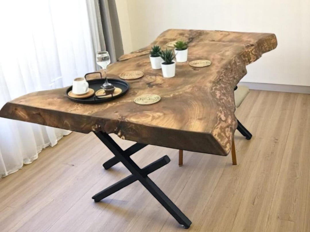 Handmade Solid Wood Coffee Table – Natural Log Slice Rustic Centerpiece ...