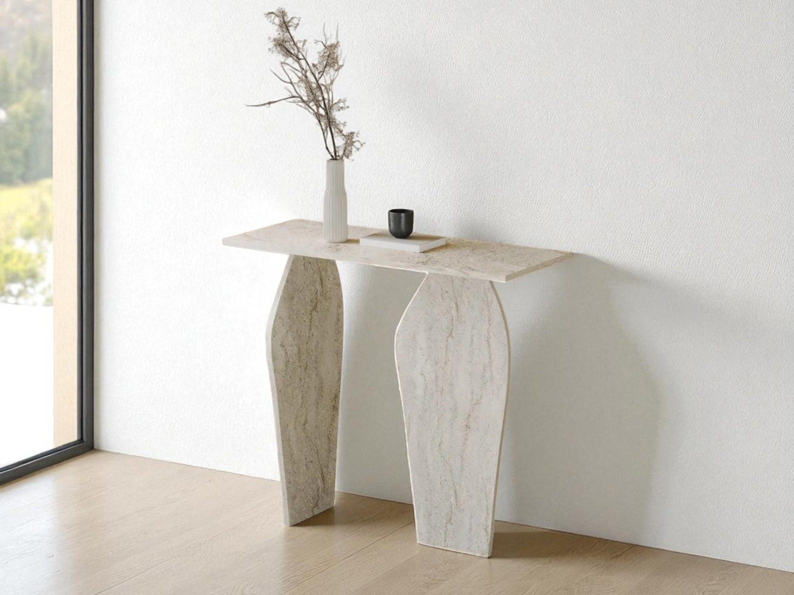 Handmade Travertine Pattern Console Table | Modern Entryway Table - Etsy