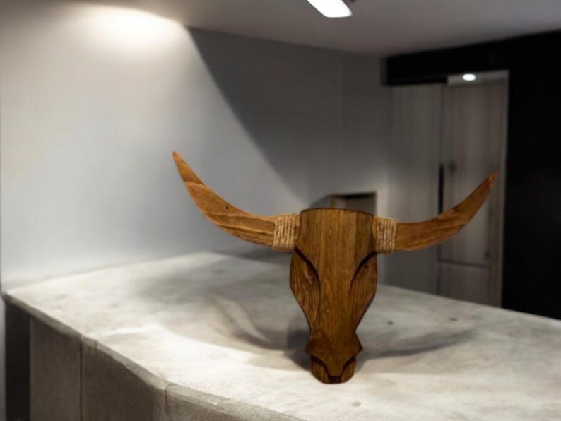 Handmade Wooden Bull Head 45x45cm - Unique Wall Decor - Etsy
