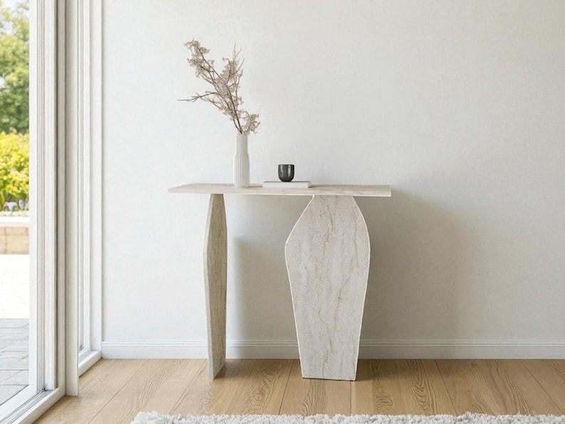 Handmade Travertine Pattern Console Table | Modern Entryway Table - Etsy