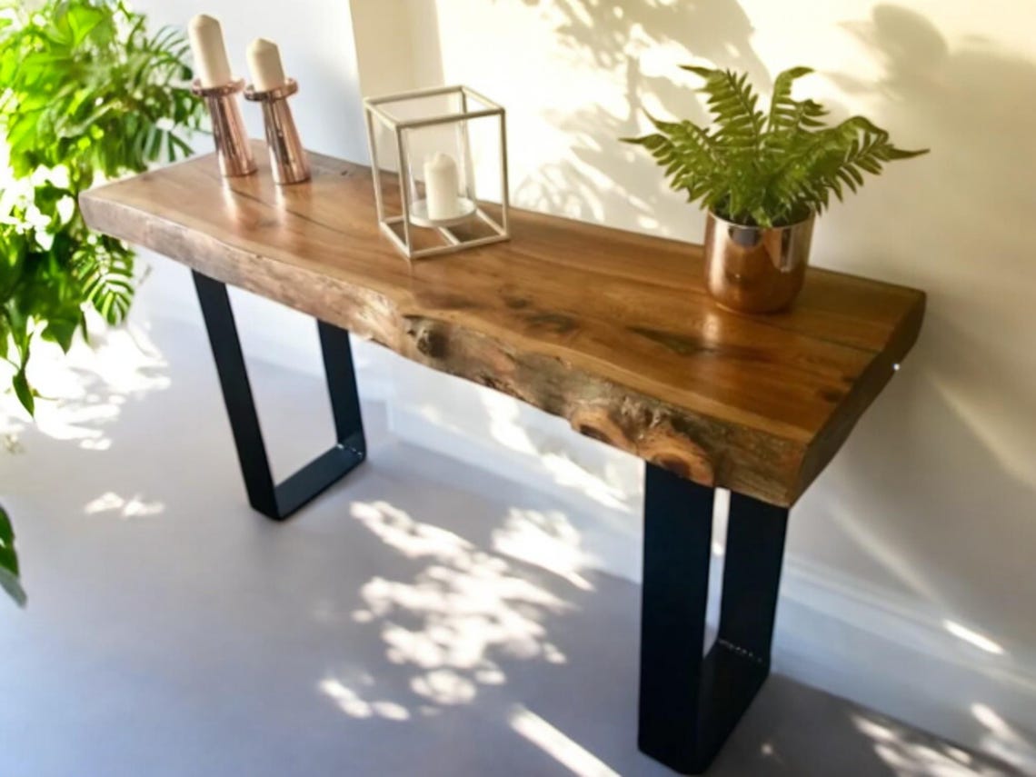 Handmade Natural Wood Console Table – Rustic Log Entryway Table ...