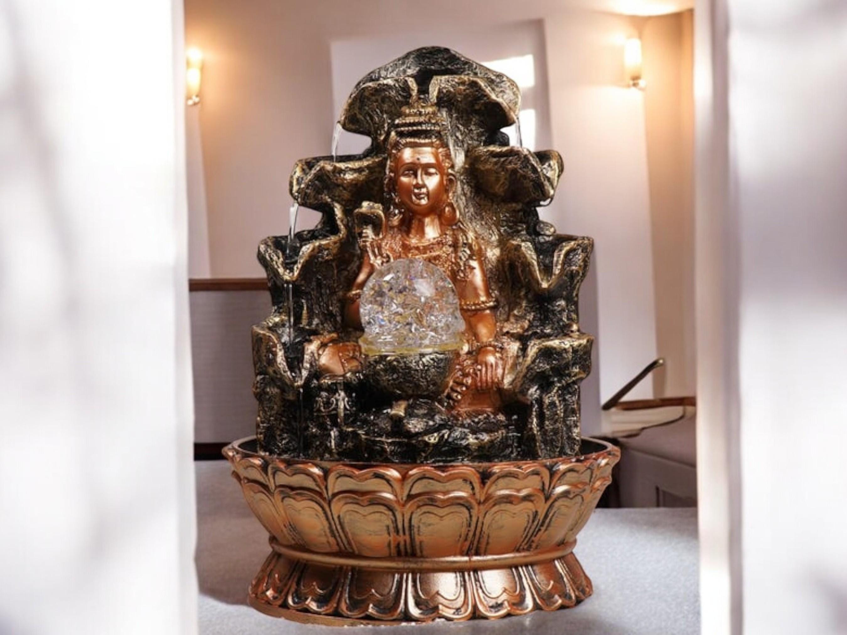 Handmade Lord Buddha Water Fountain, Zen Tabletop Waterfall, Peaceful ...