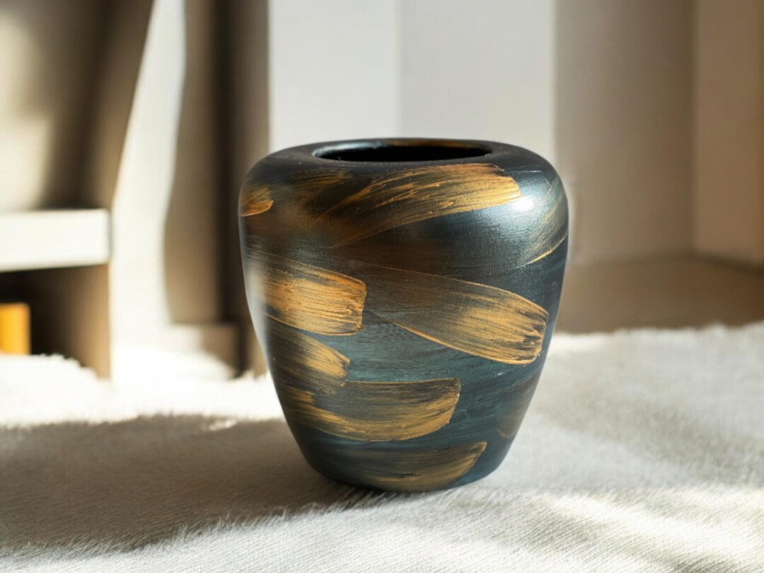 Handmade Green Vase With Gold Details | Elegant Home Decor | Unique ...