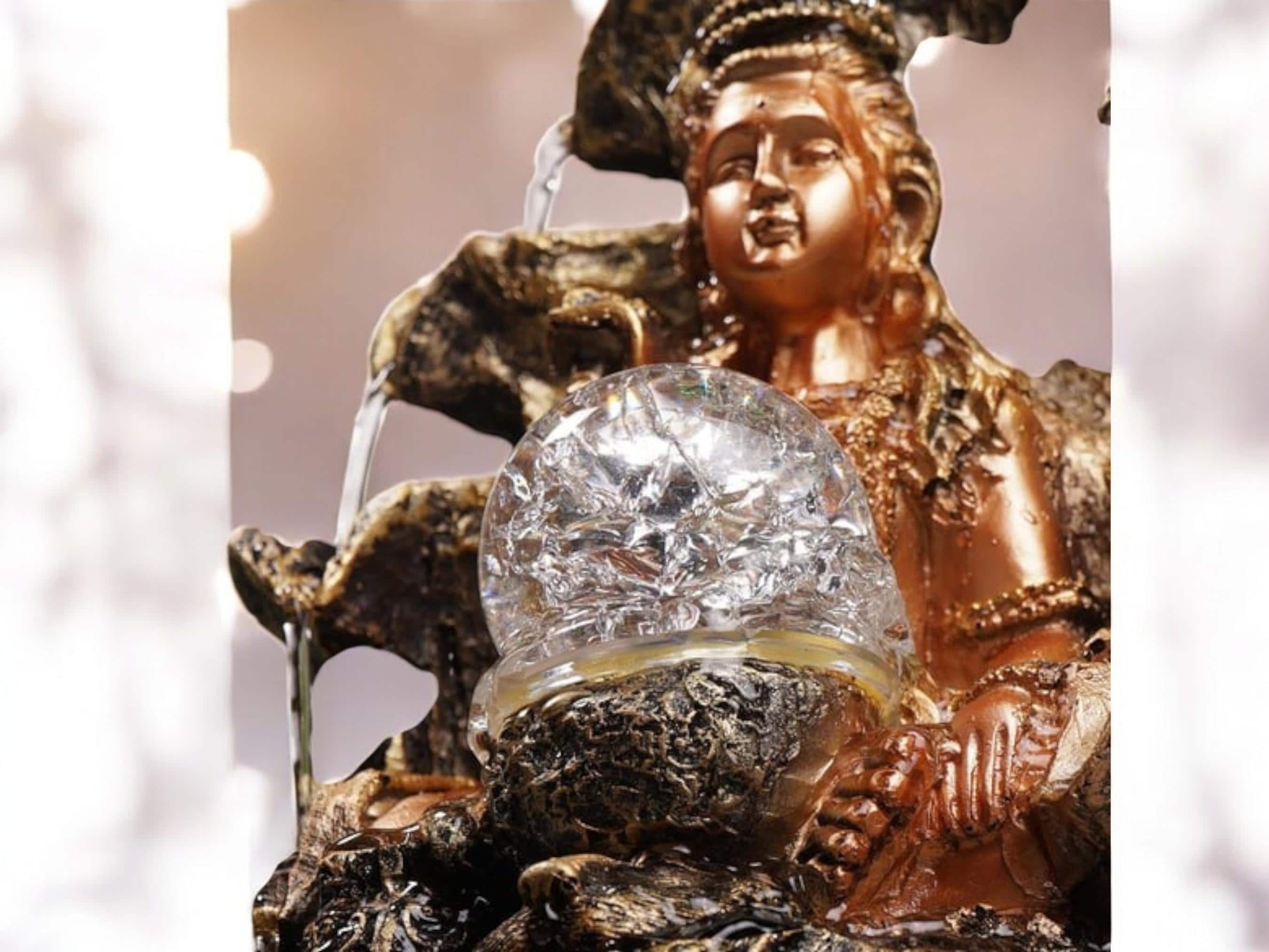 Handmade Lord Buddha Water Fountain, Zen Tabletop Waterfall, Peaceful ...
