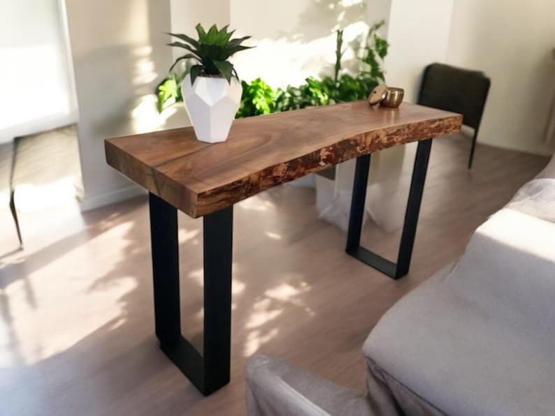 Handmade Natural Wood Console Table – Rustic Log Entryway Table ...