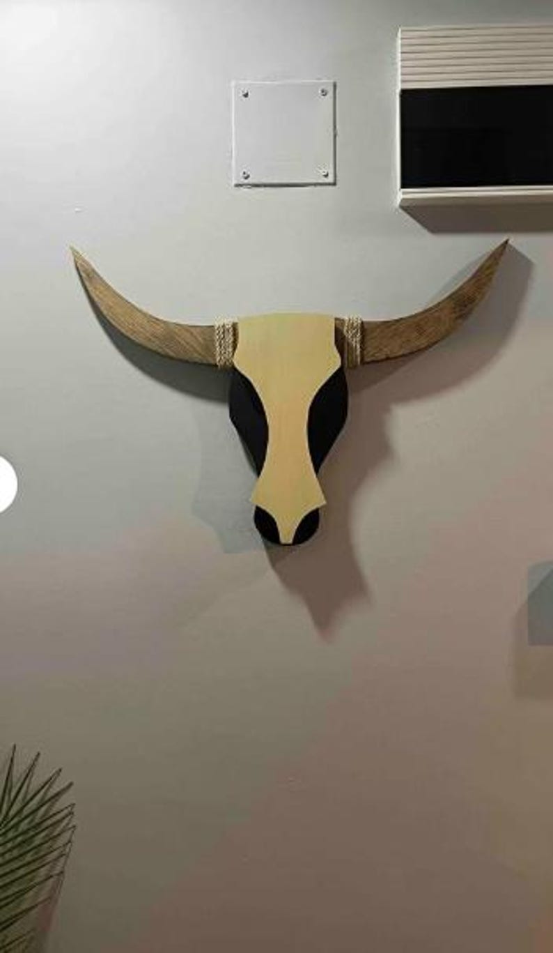 Handmade Wooden Bull Head Wall Art – Rustic Animal Decor 45x45cm - Etsy UK