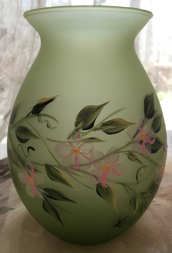 Frosted Glass Vase With Flowers - Glass Designs