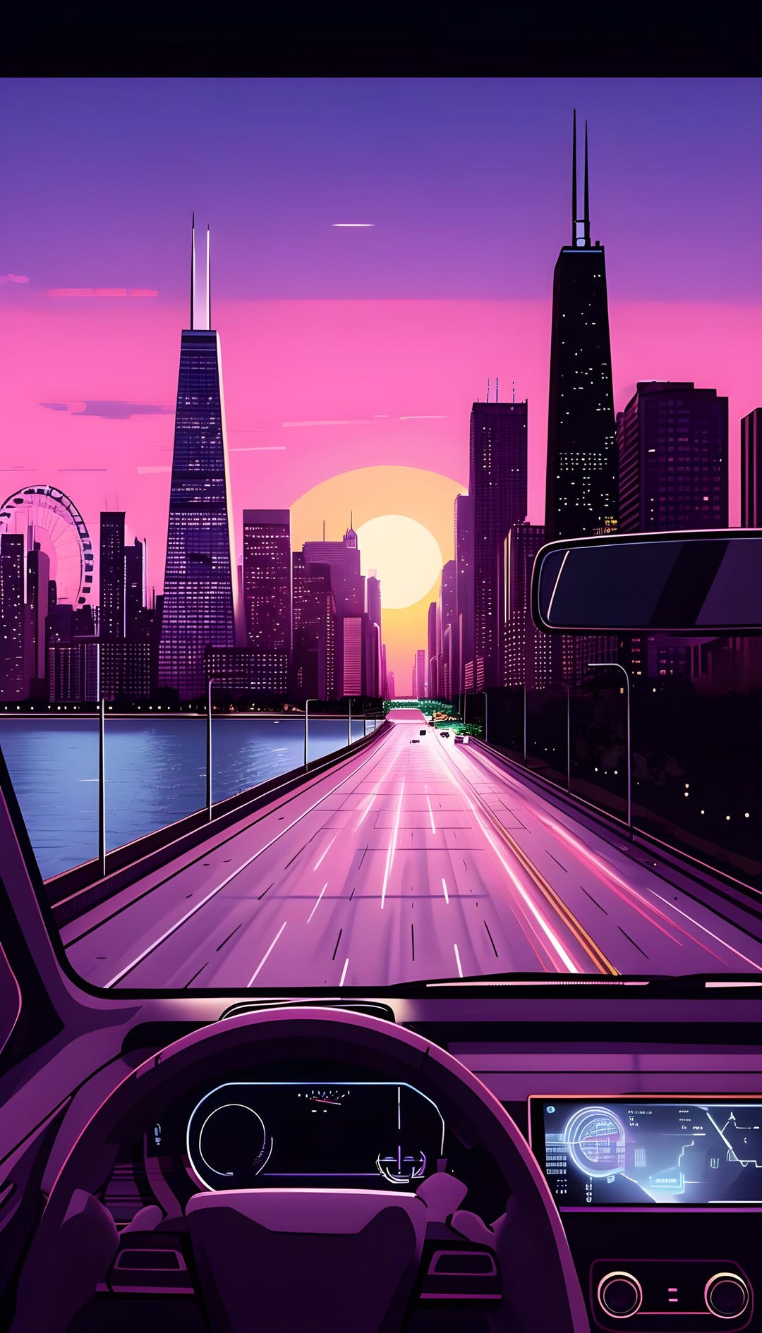 Synthwave Pixel Art of Futuristic Chicago Skyline | Neon Cityscape ...