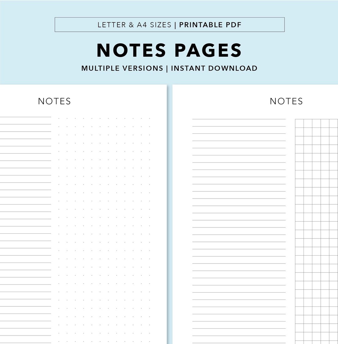Lined Dot Grid Notes Pages: A4 & Letter (printable PDF) - Etsy