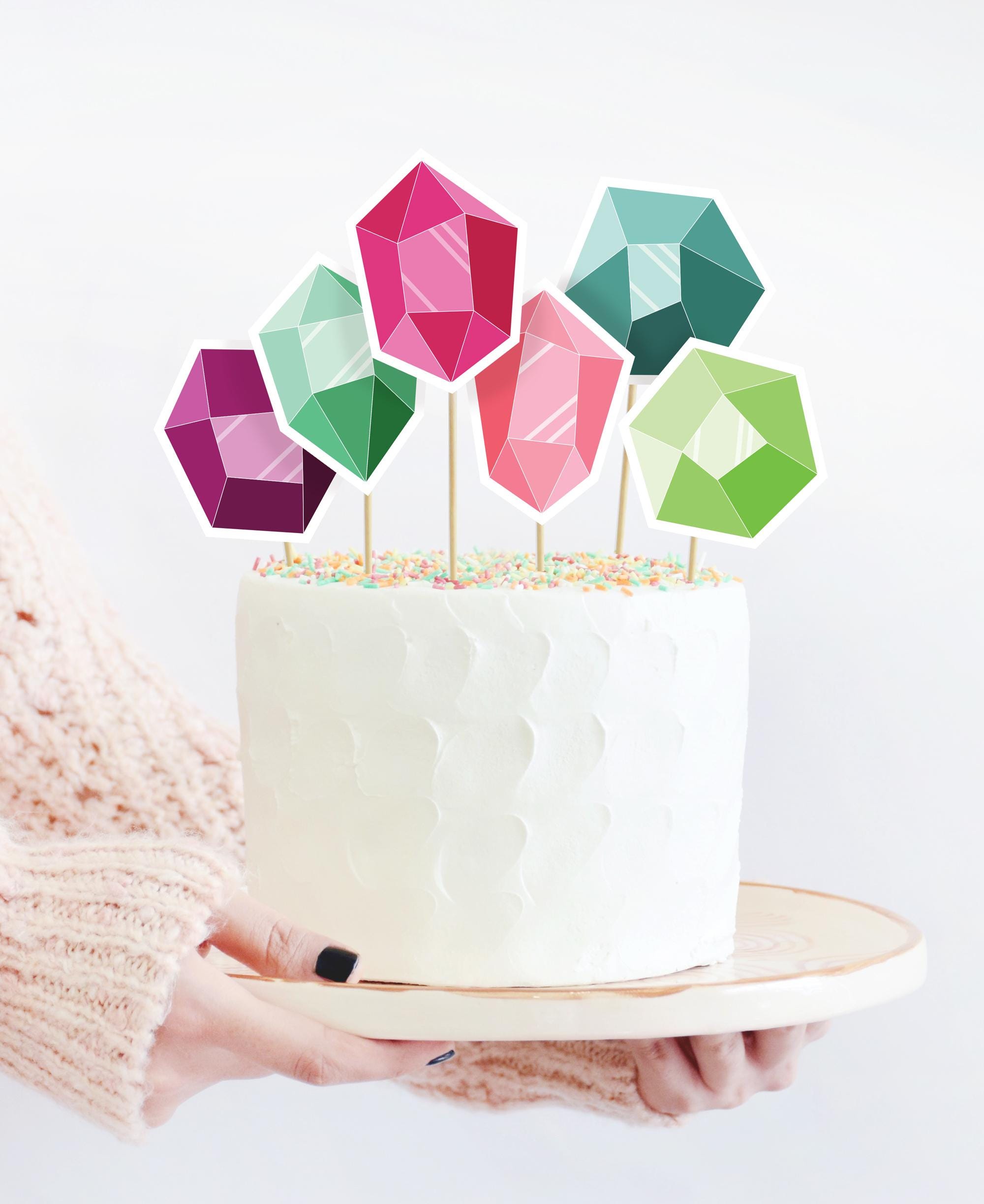 Crystal Gemstone Cake Topper, Easy Decoration, Rocks Geology Birthday ...