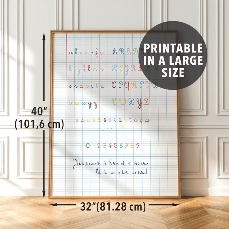 French Cursive Alphabet Poster: Classroom Wall Art (digital Download ...