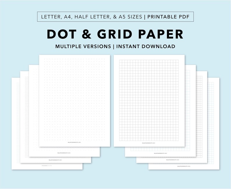 Printable Writing Paper Pages, Dot & Grid Notebook Paper, College ...