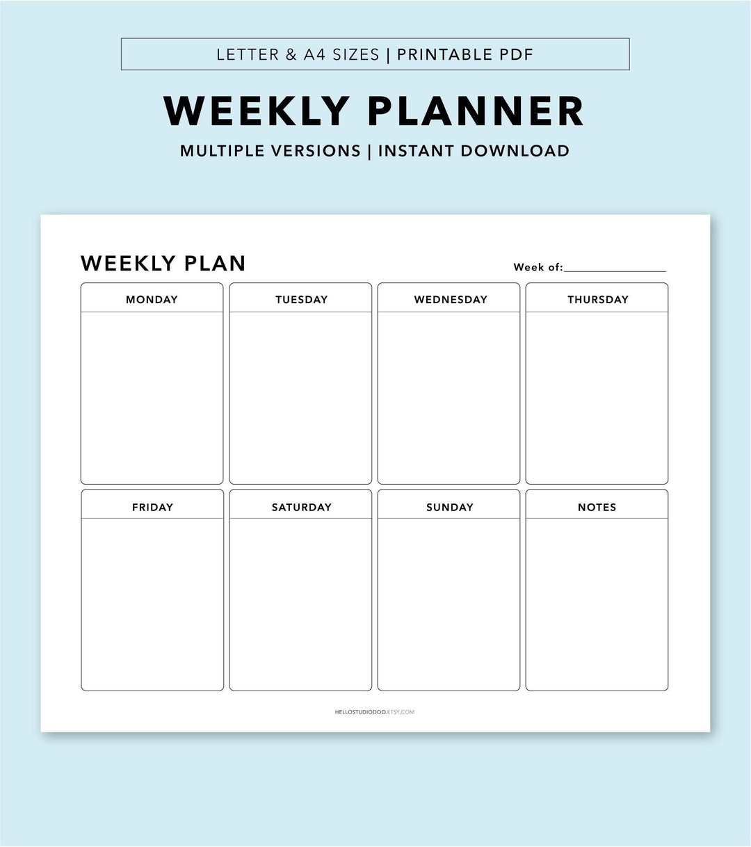 Printable Weekly Planner Template, Digital Weekly Schedule, College ...