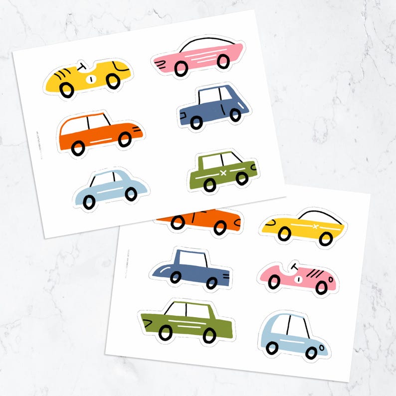 Printable Cars Birthday Cake Topper, Cute Racing Vintage Cars Birthday ...