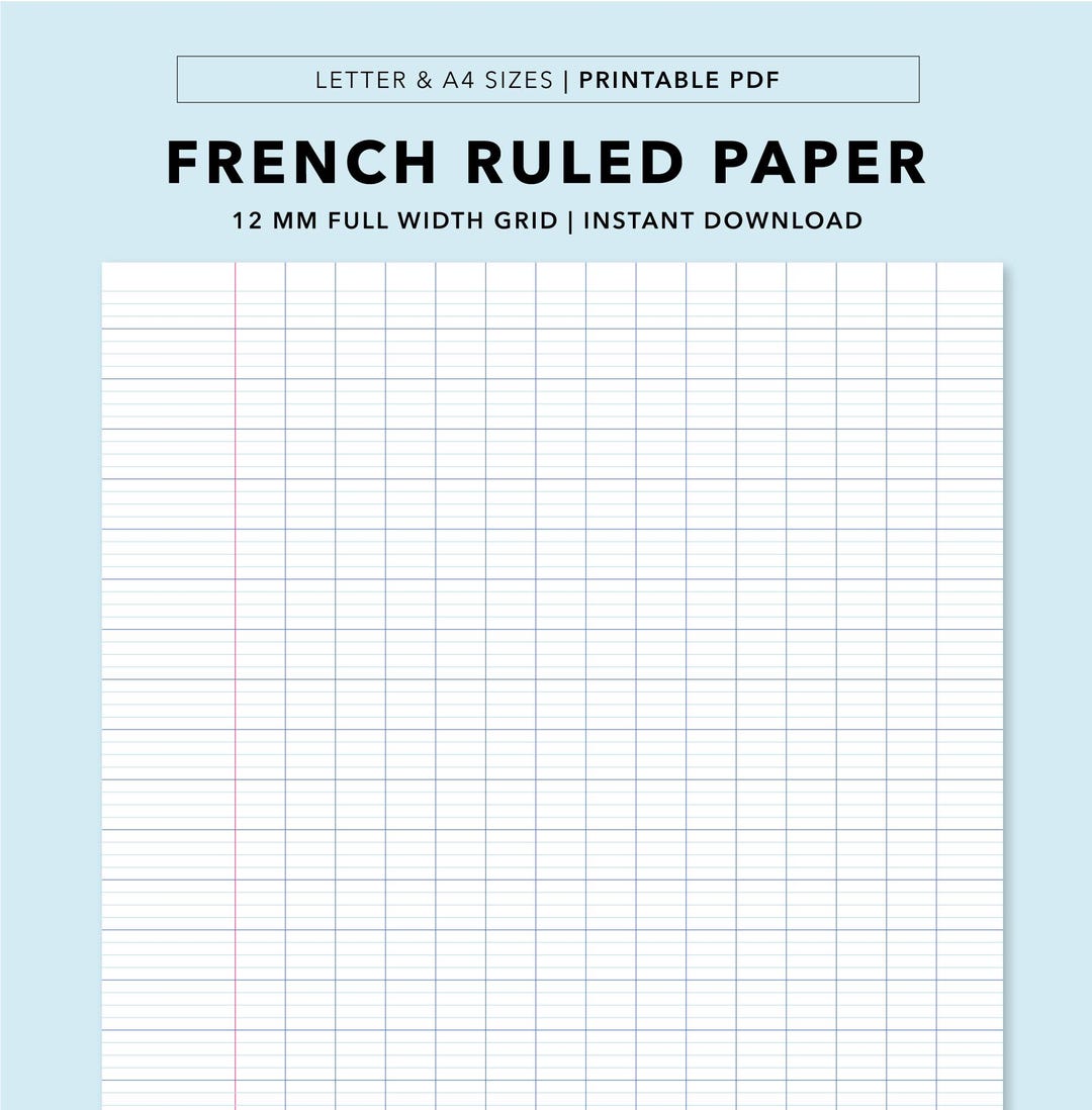 Instant Download Cursive Writing Paper, French Ruled Practice Sheet ...