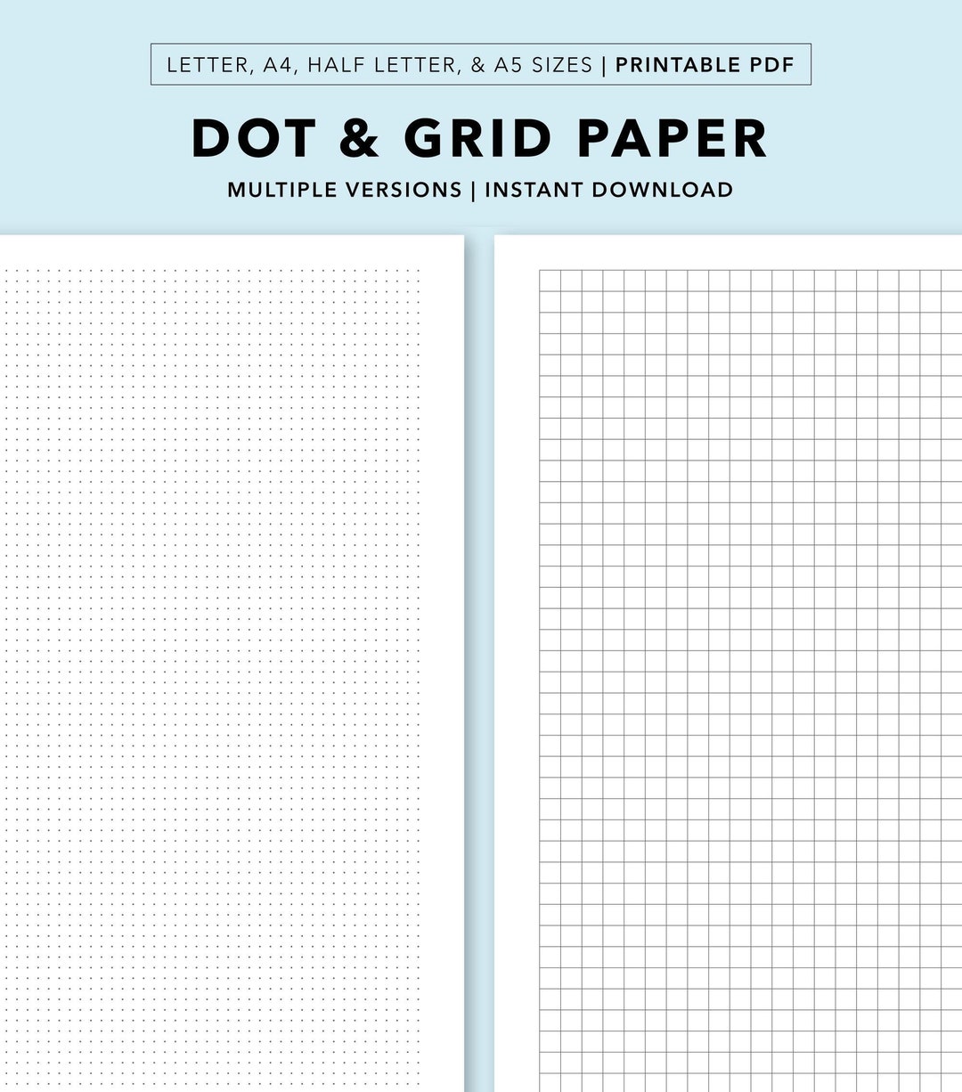 Printable Writing Paper Pages, Dot & Grid Notebook Paper, College ...