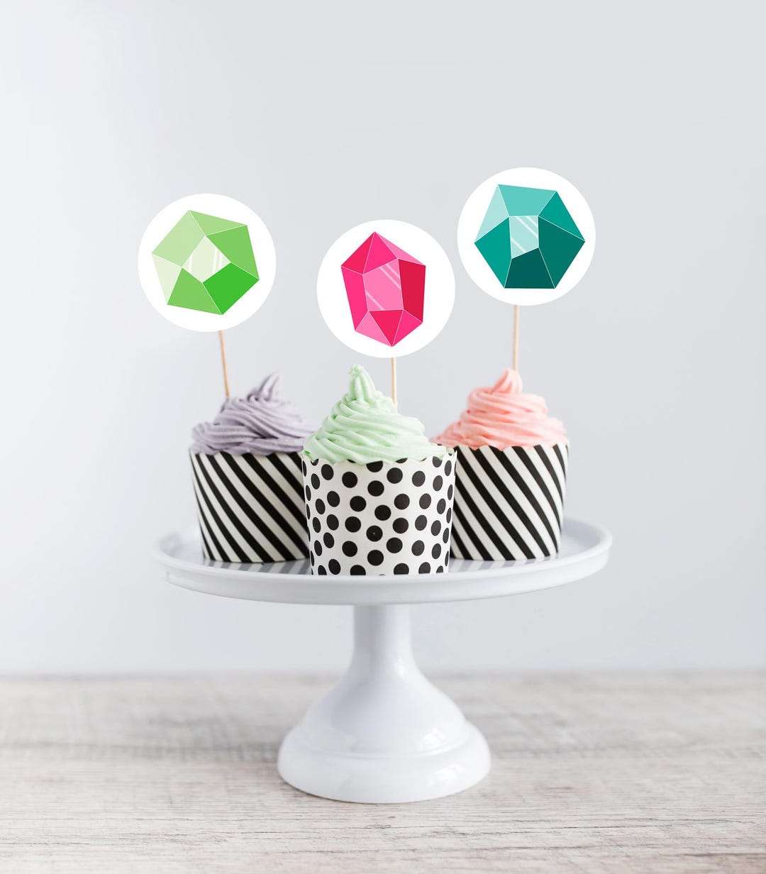 Crystal Gemstone Cupcake Topper, Geology Birthday Decor, Rocks Theme ...