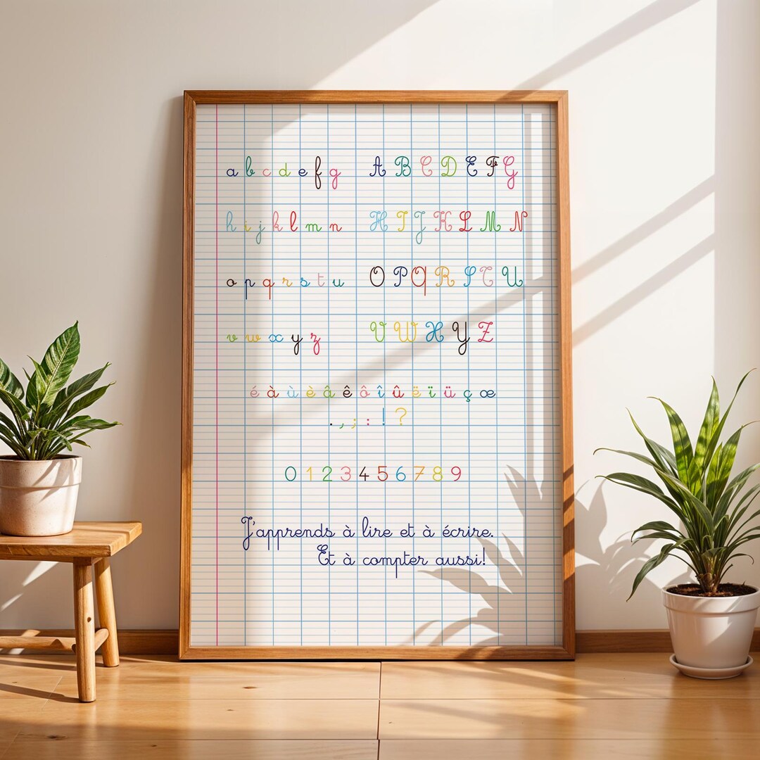 Cursive French Handwriting Alphabet Poster, Classroom Art, France Decor ...