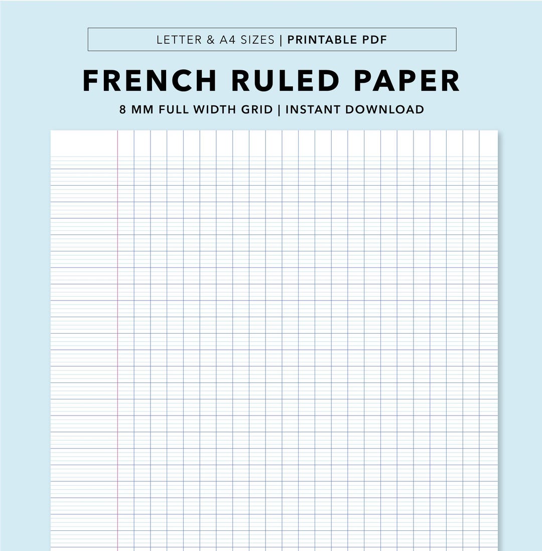 Printable Cursive Handwriting Practice Sheet, French Ruled Paper ...