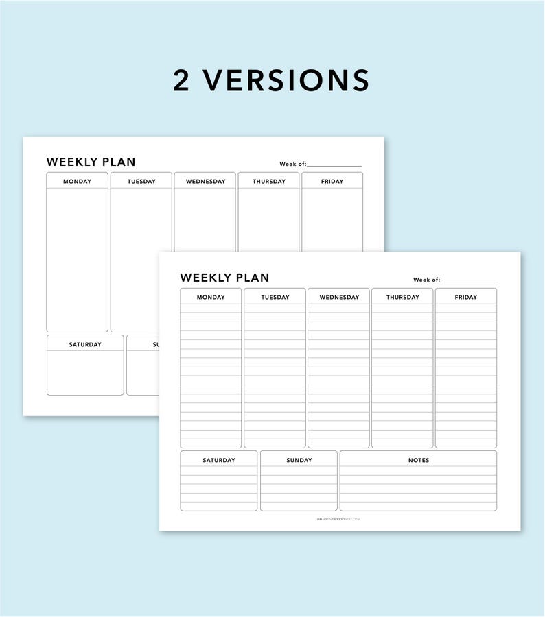 Printable Weekly Planner Template, Weekly Schedule, to Do List ...
