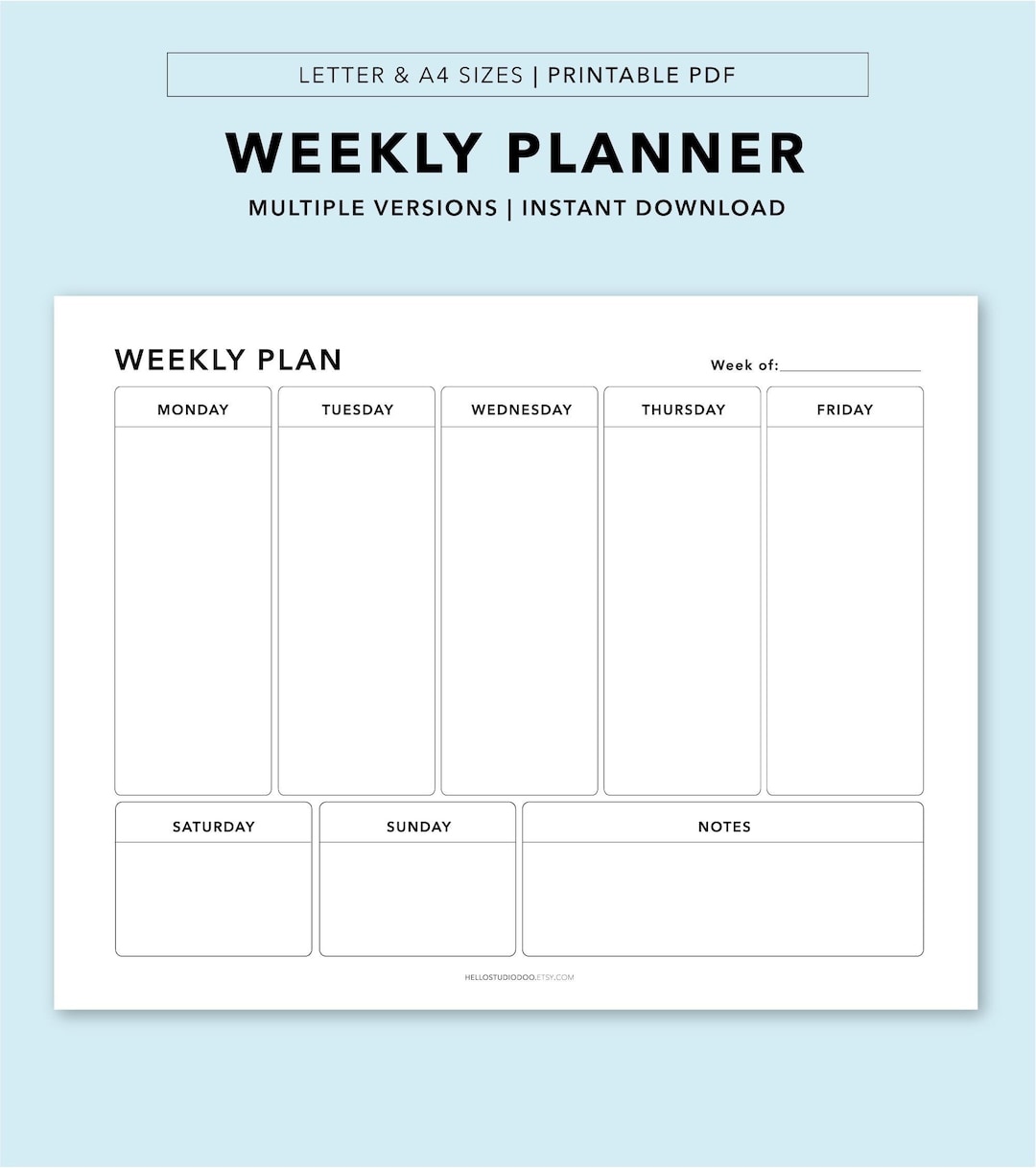 Printable Weekly Planner Template, Weekly Schedule, to Do List ...