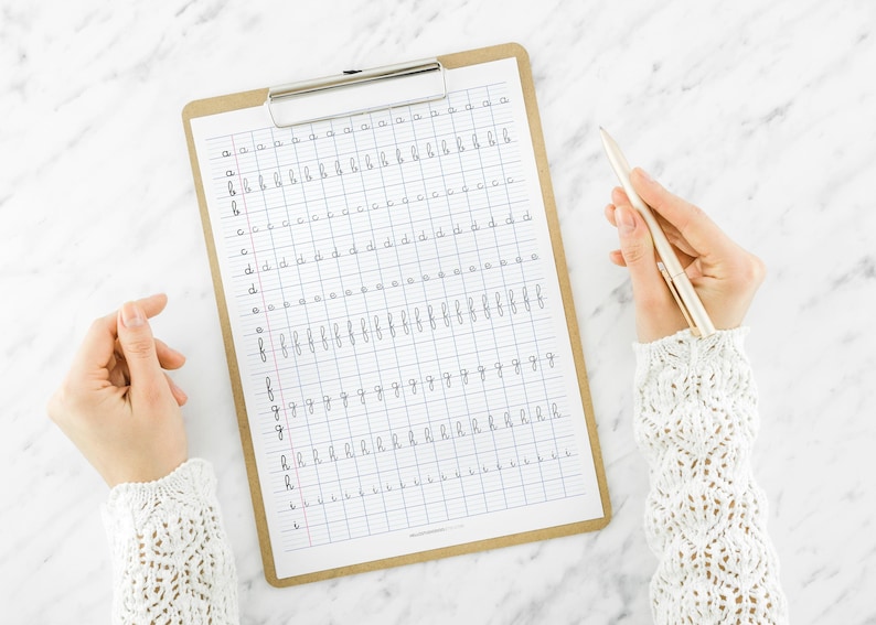 Cursive Handwriting Practice Sheet: Lowercase Alphabet, Large 12MM Grid ...
