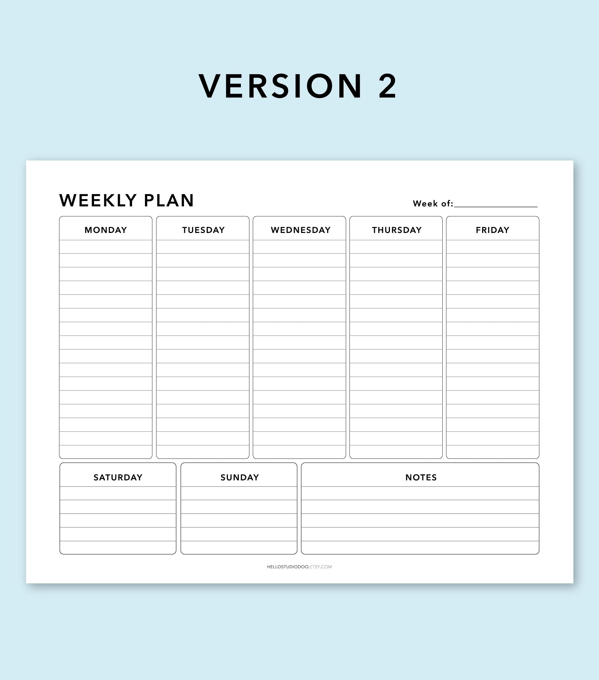 Printable Weekly Planner Template, Weekly Schedule, to Do List ...