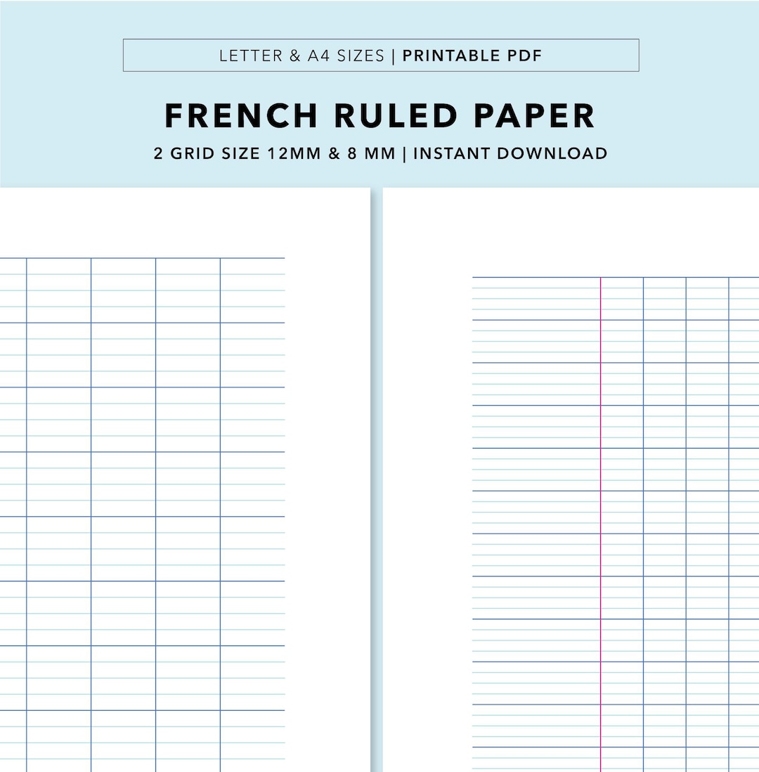 French Ruled Paper: Cursive Writing Practice Sheet Bundle. Small ...