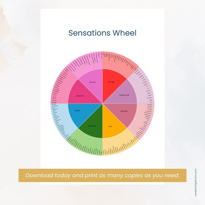Sensations Wheel Emotions Wheel Digital Feelings Chart Printable ...