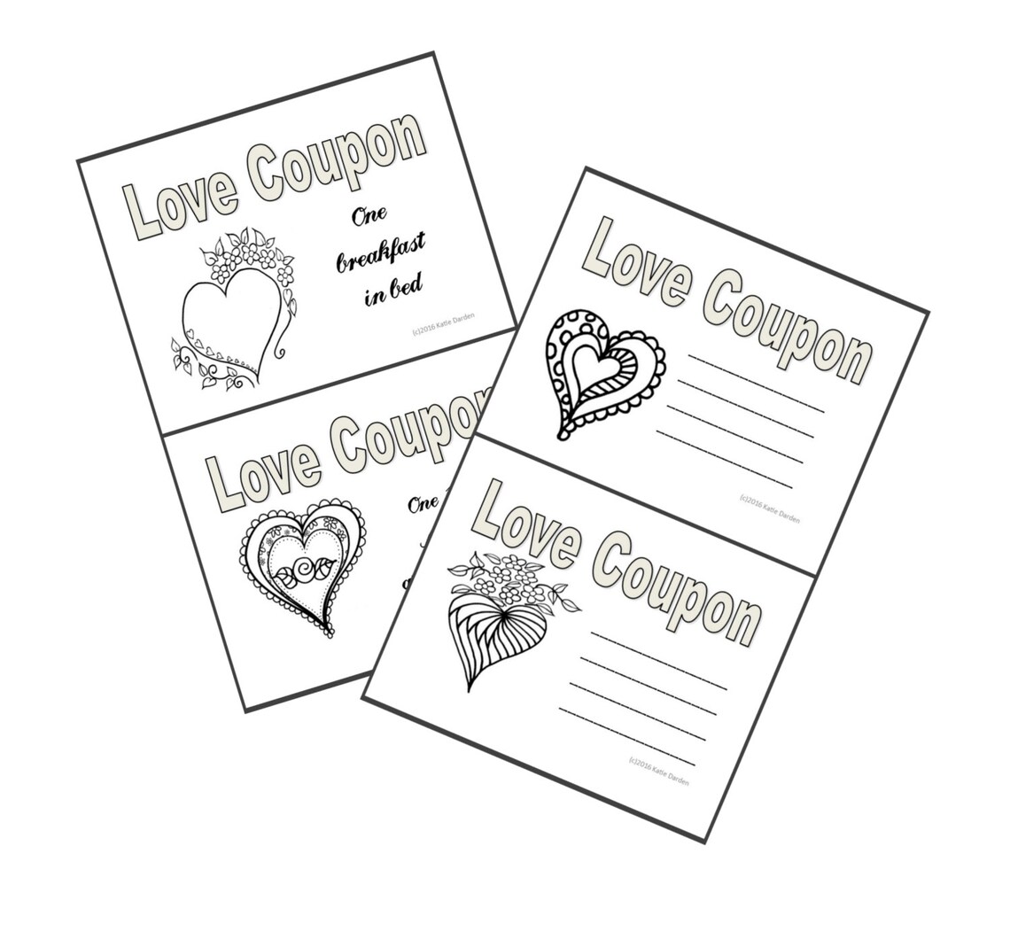 LOVE Coupons Print & Color Your Own Valentine or Anniversary Coupon ...