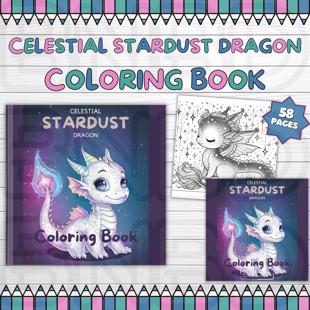 58 Celestial Stardust Dragon Coloring Book, Celestial Creatures Art ...