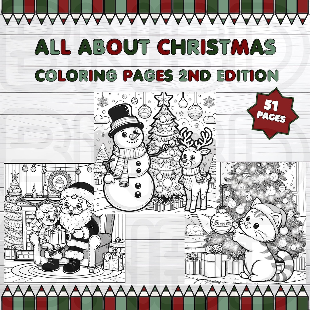 51 All About Christmas Coloring Pages 2nd Edition. 8.5X8.5 In. Square ...