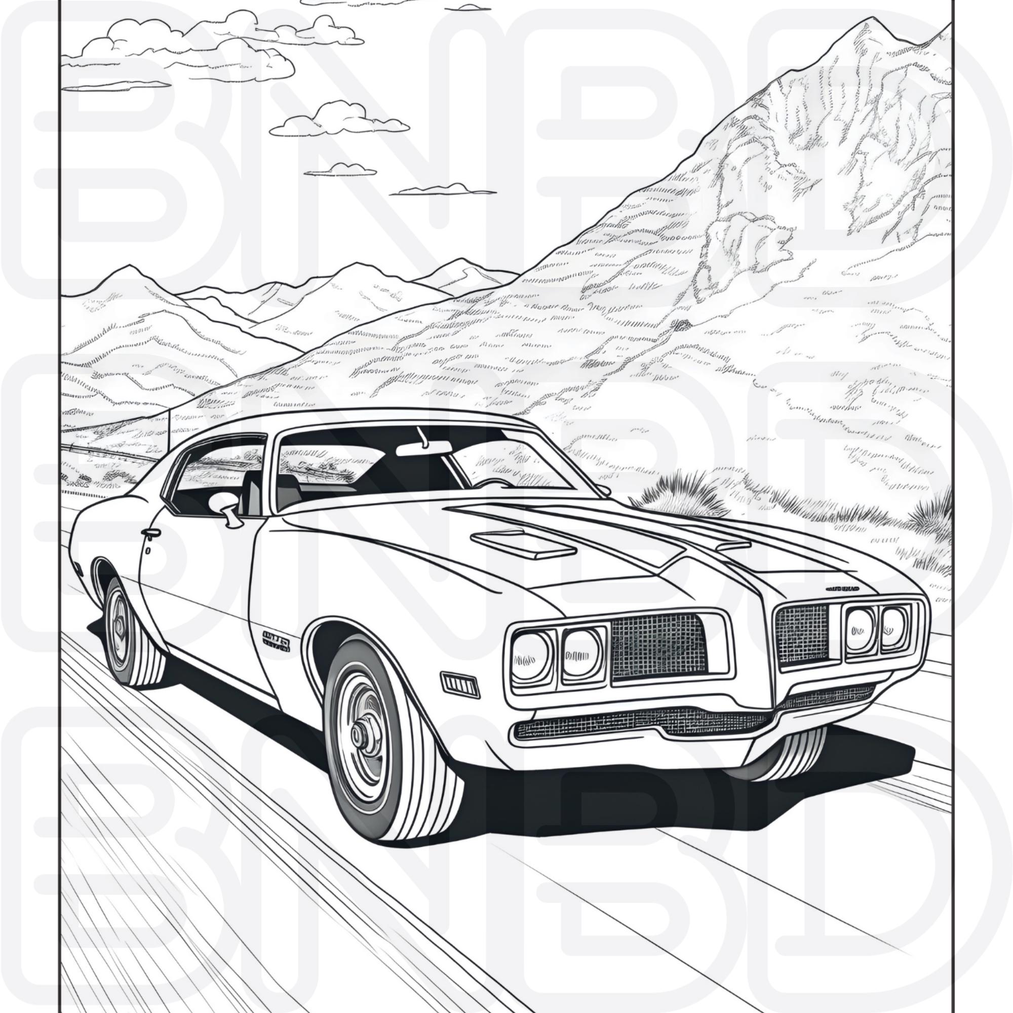 40 Vintage Cars Coloring Pages, Shaded and Grayscale, Classic Cars and ...