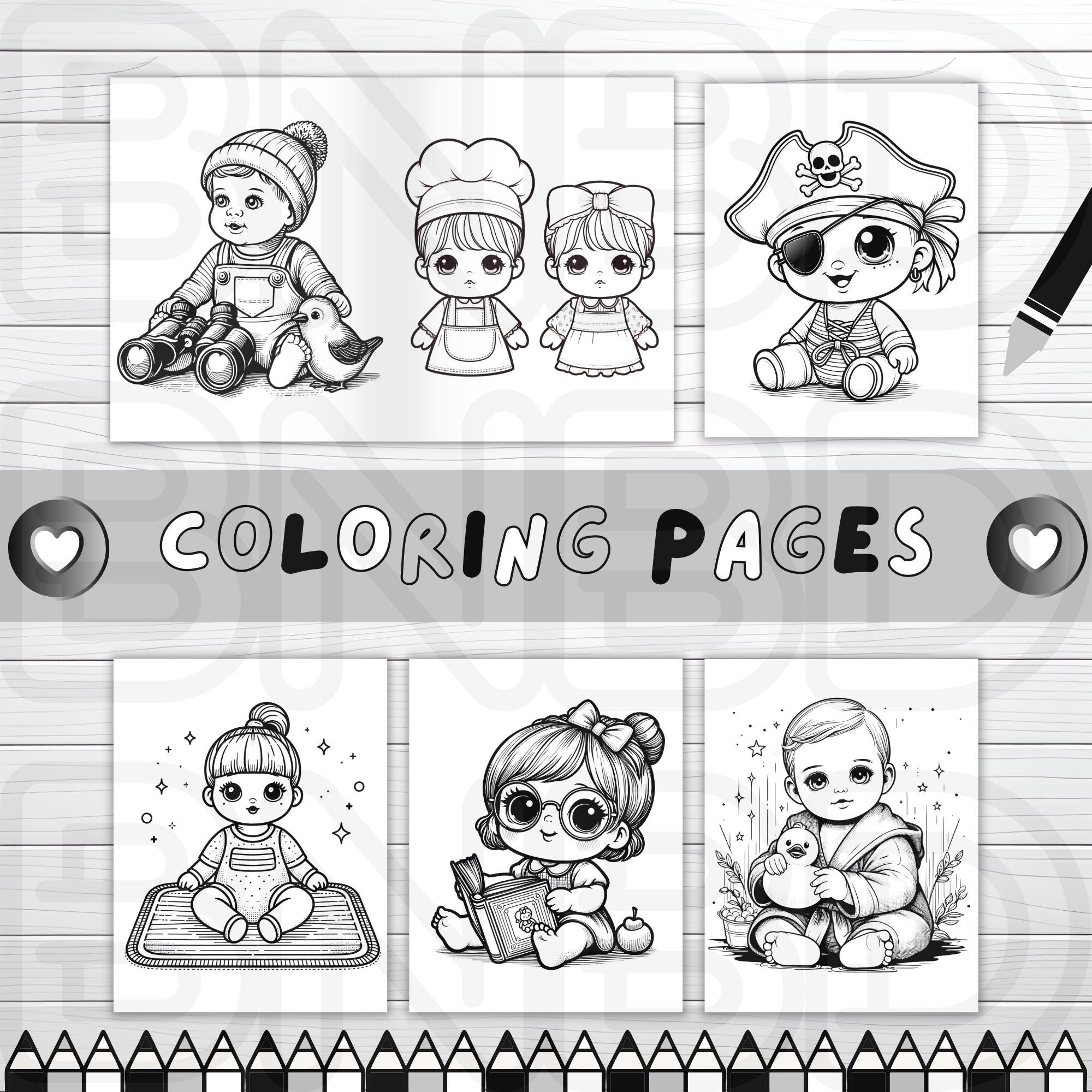 150 Bold and Easy Cute Babies Coloring Pages, Kawaii Babies Coloring ...